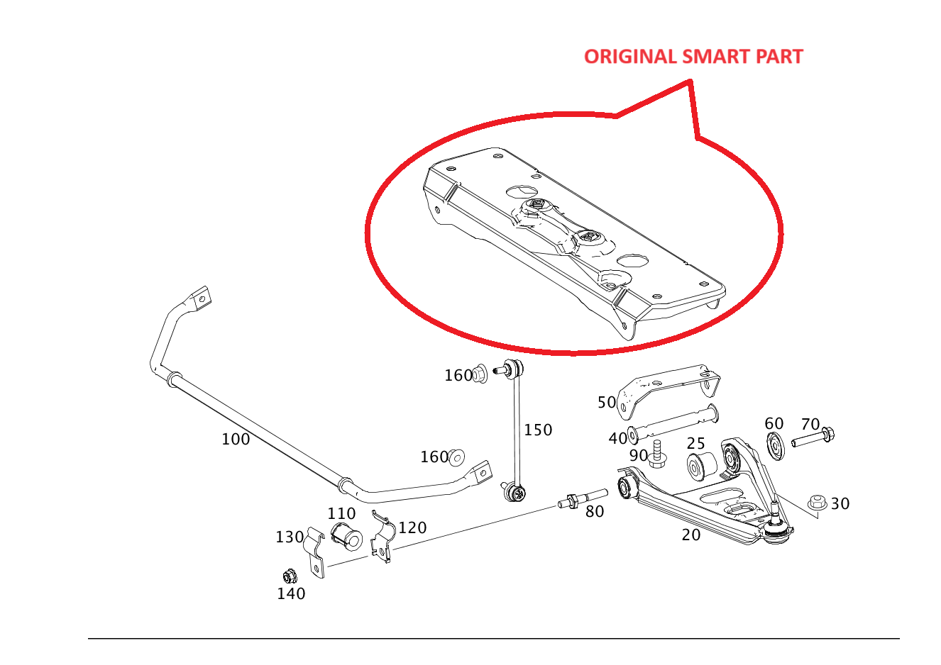 lower crossmember subframe Smart ForTwo 450 / 451
