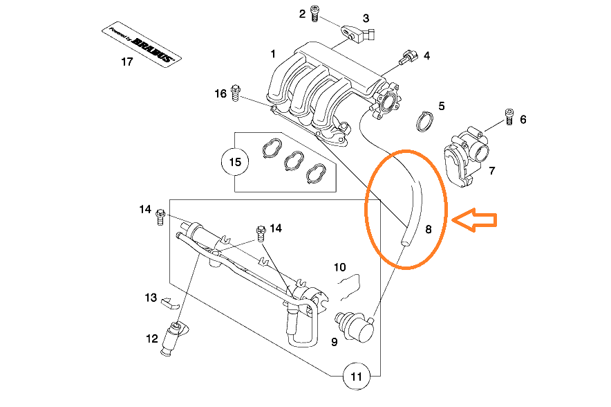 Smart Roadster & ForTwo 450 VACUUM LINE FROM PRESSURE REGULATOR TO ...