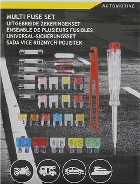 fuse kit - various fuses assorted incuding voltage detector + fuse puller